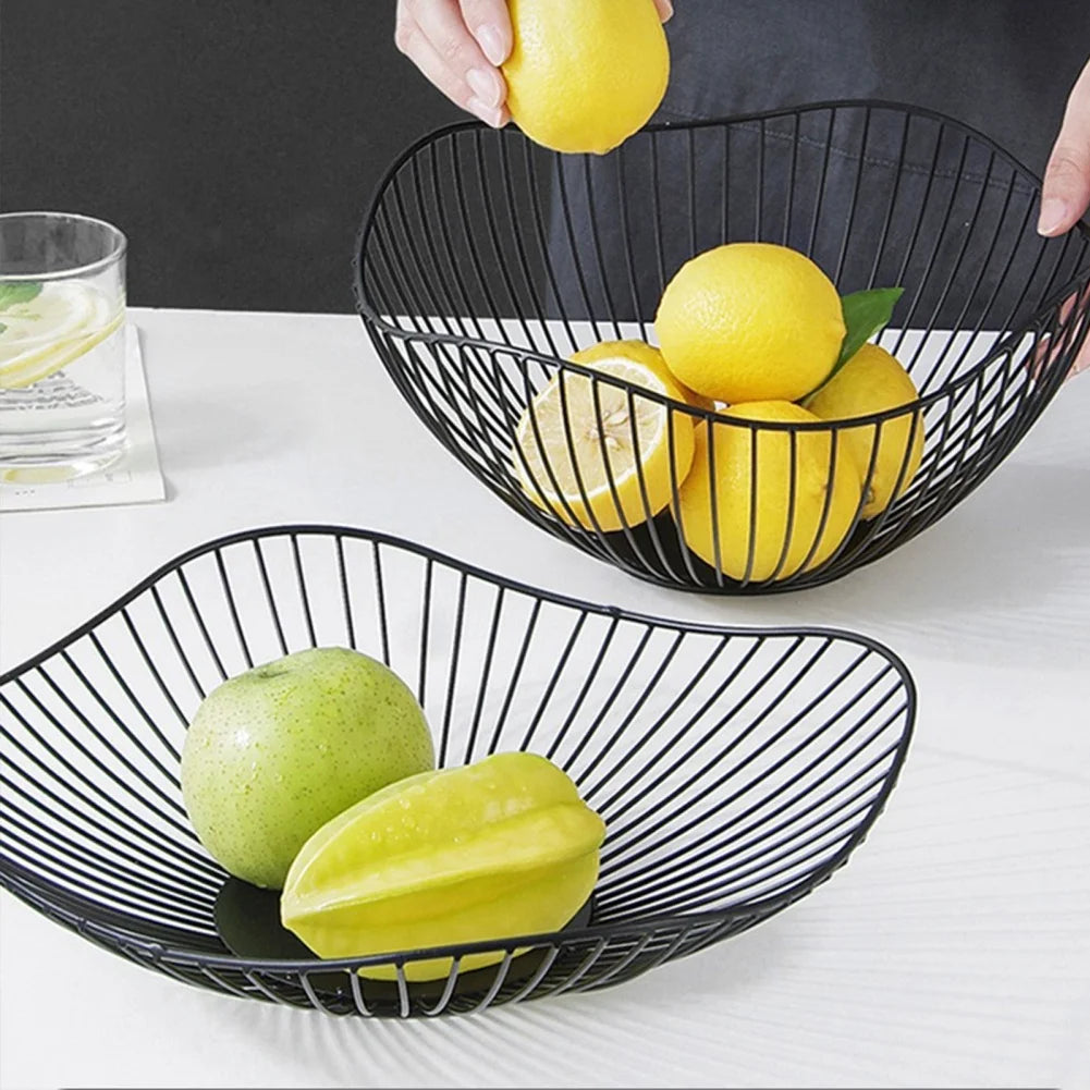 Metal Fruit Basket Simple Fruit Basin Multi-Size Iron Snack Bread Vege ...